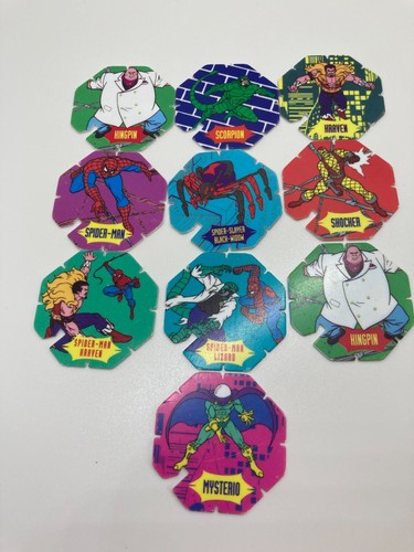 Lot De 10 POG Lizard Haaven Spider Man BN MARVEL COMICS 1996 POG'S POGS ...