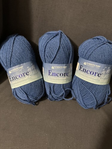 Encore Knitting Worsted Weight Yarn Lot -3 Skeins Denim Blue | eBay