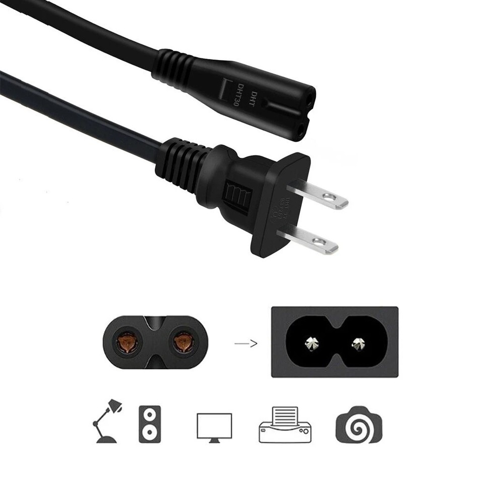 UL 6ft 2-Prong AC Power Cord Cable Lead For Pyle Mini Video Projector ...