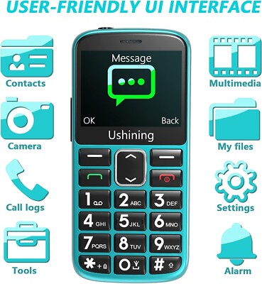 Ushining 4G Senior Cell Phone Unlocked SOS Big Button Senior Basic ...