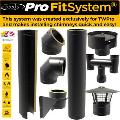 Black Twin Wall Flue Kit 6 inch Stoves 25 Year Warranty Matt Black Pipe ...