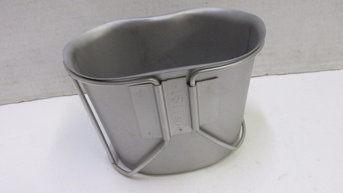 New In Wrap US GI Canteen Cup w/ Wire Handle 2011 Dated Stainless Steel ...