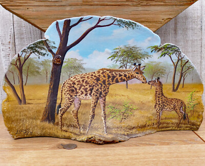 Tree Conk Giraffe w/ Baby 11" Shelf Mushroom Fungus Painting 1977 ...