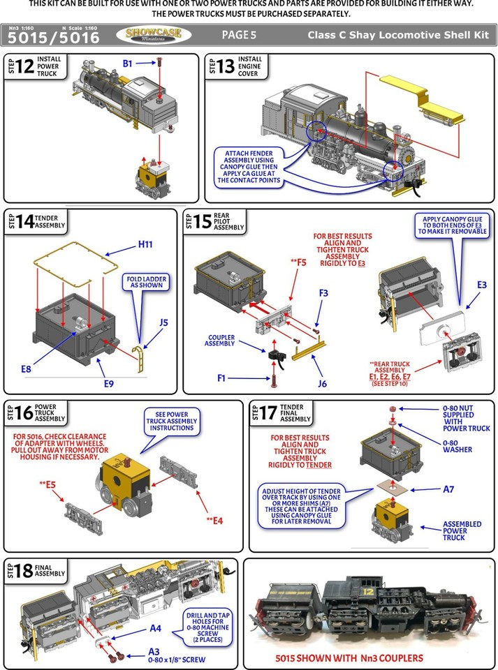 N Scale Class C Shay Locomotive Shell Kit by Showcase Miniatures (5016 ...
