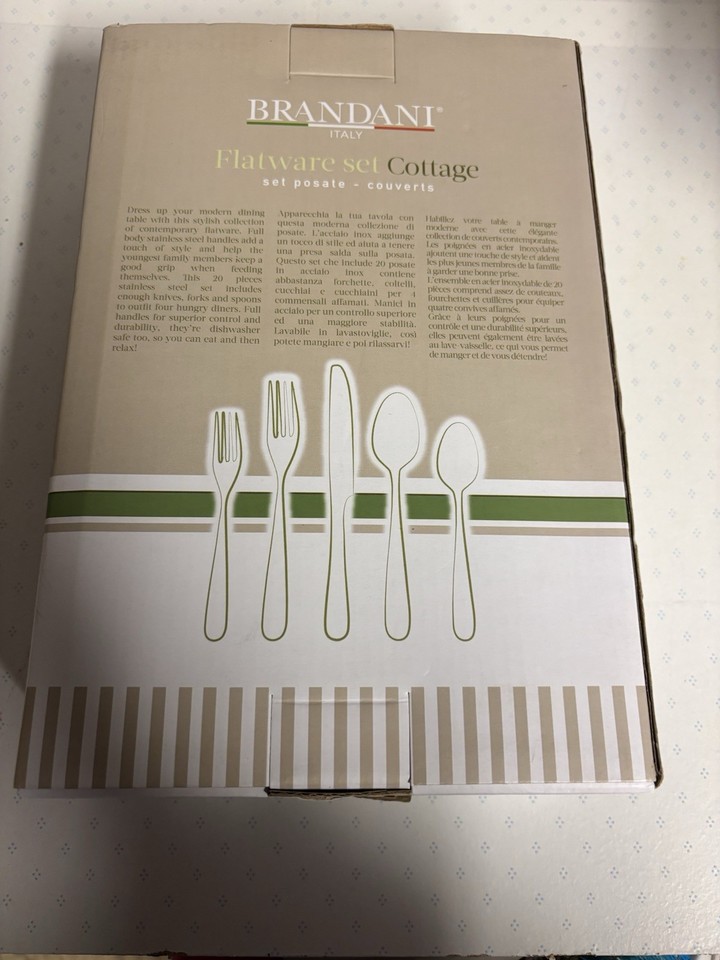 Brandani Italy Stainless Steel 20-Piece Flatware Set Glossy Finish | eBay