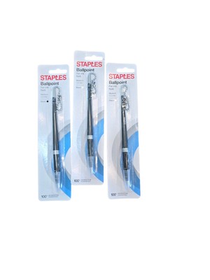 3 Staples Ballpoint Counter Pen Refills with Chains - 1.0mm Black Ink ...