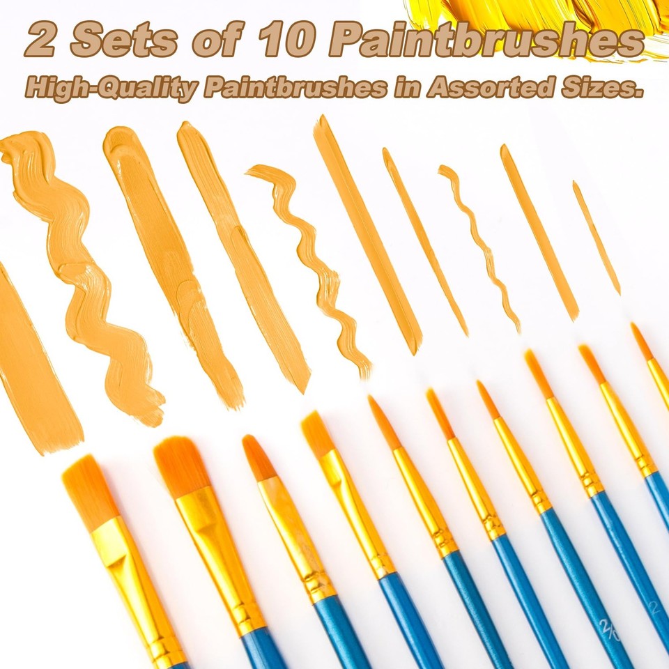 Acrylic Paint Set - 24 Colors 20 Brushes Non-Toxic Paint for Canvas ...