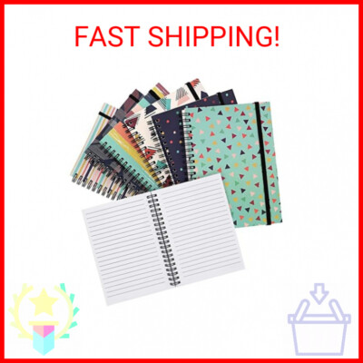Paper Junkie 6 Pack 5x7 Spiral Notebooks with Pocket - Small Lined ...