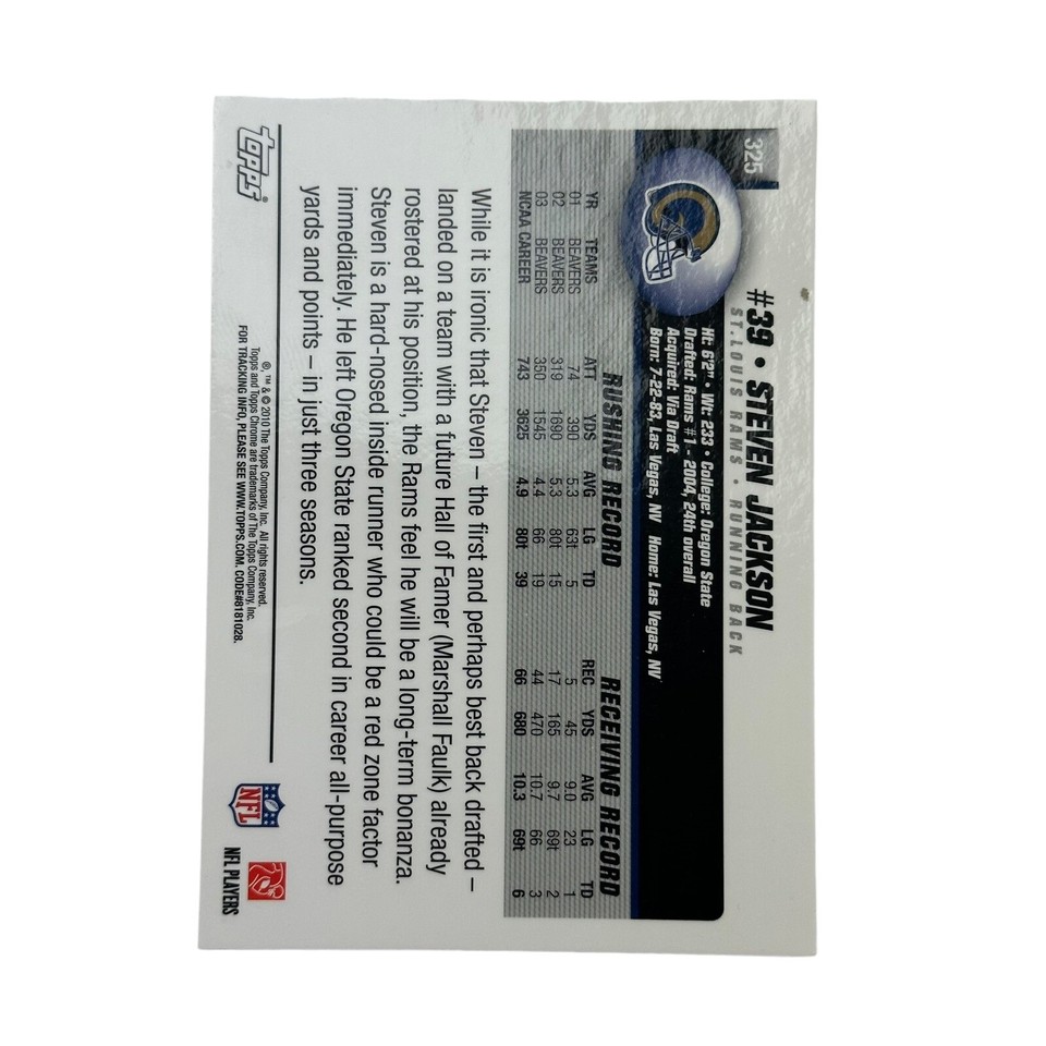Steven Jackson St. Louis Rams 2010 Topps Chrome Reprint Rookie #39 ...