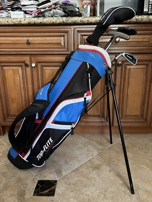 Top Flite Kids Junior 3 Pc Left Handed Golf Club Set Youth w/ Stand Bag ...