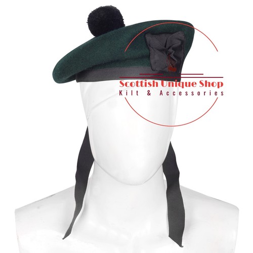 Tam O Shanter Hat Military Bonnet Beret Solid Green Balmoral Army Cap ...