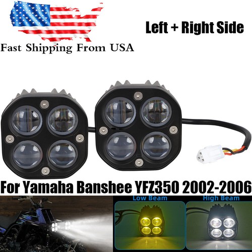 2X LED Headlight For Yamaha Banshee 350 YFZ350 2002-06 Lens Bulb Light ...