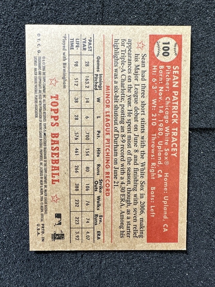 SEAN TRACEY #100 2006 Topps '52 Rookies QTY Chicago White Sox | eBay