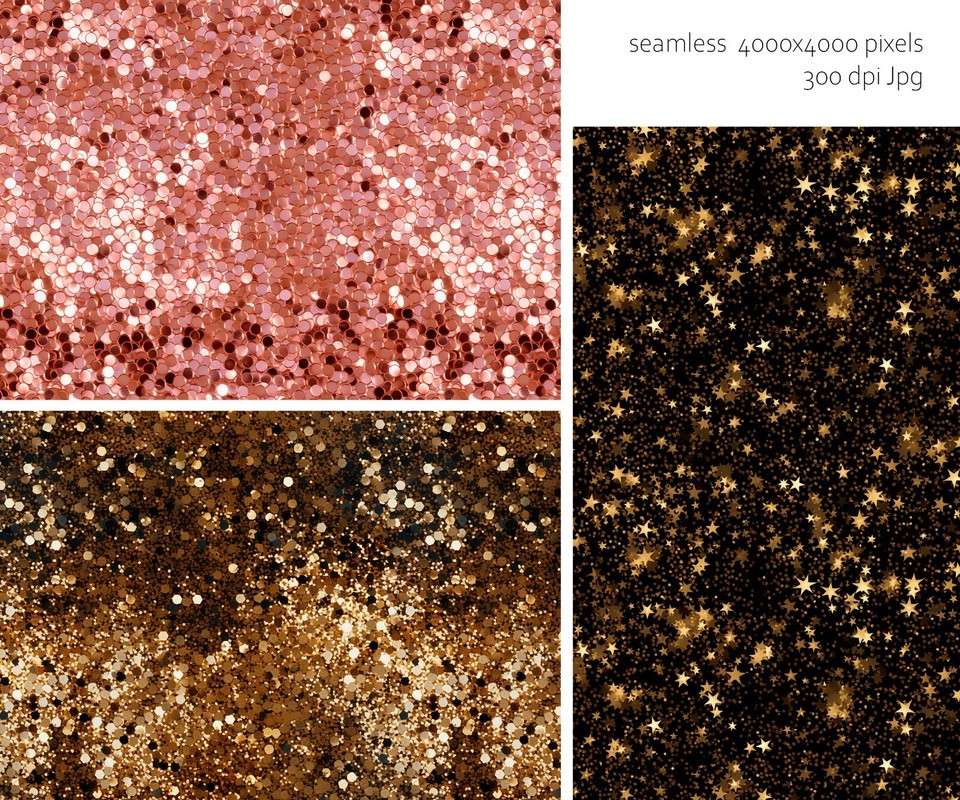 Glitter digital paper set for download seamless jpg 300 dpi Rose gold ...