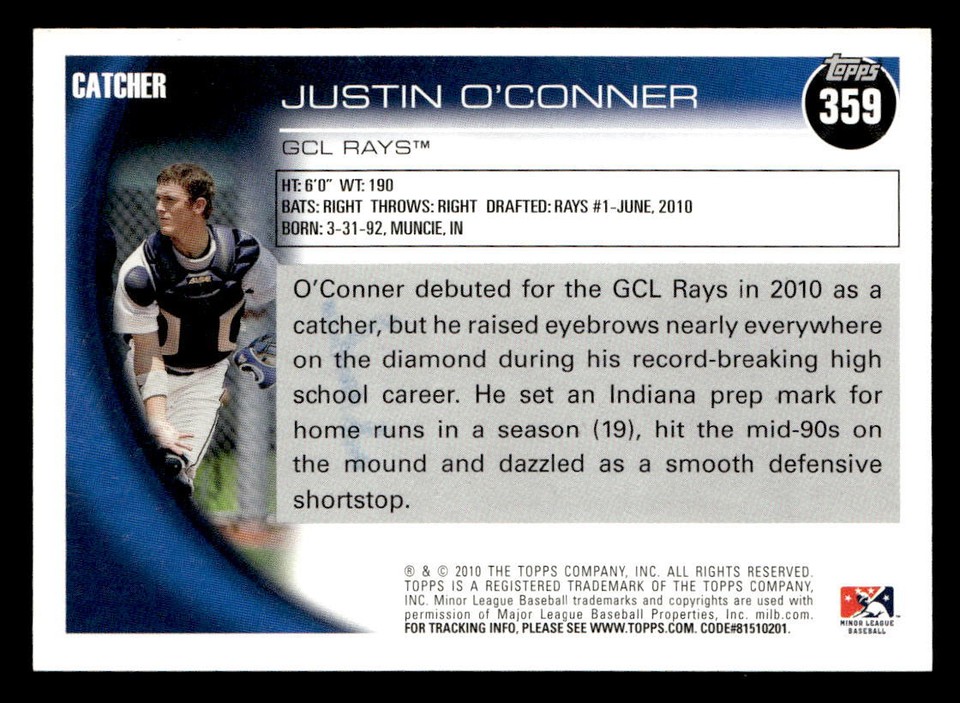 Justin O'Conner signed auto 2010 Topps Pro Debut #359 card | eBay