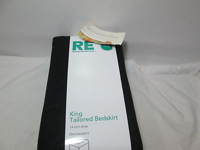 New RE ROOM ESSENTIALS Black King TAILORED BEDSKIRT 78x80x14" Drop | eBay