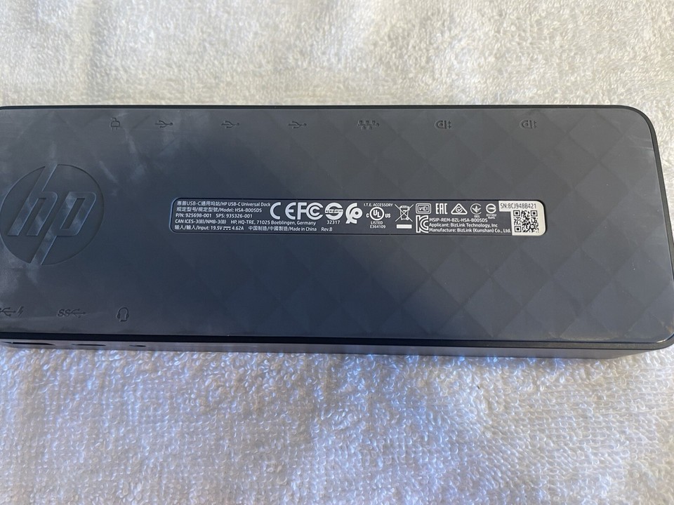 HP USB-C Universal Docking Station HSA-B005DS 935326-001 925698-001 | eBay