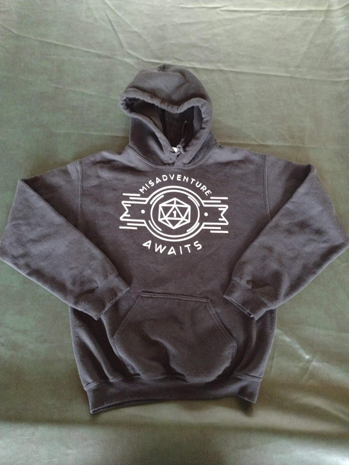 Misadventure Awaits Hoodie Size Small D&D D20 Nat1 Critical Fail Black ...
