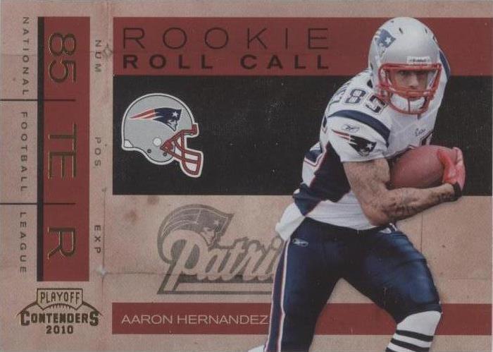 2010 Playoff Contenders - Rookie Roll Call Aaron Hernandez #23 Gold ...