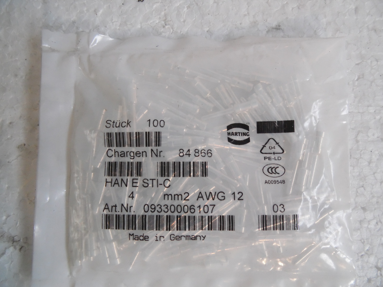 Harting 09330006107, Han A/E, Stiftkontakt 4,0mm² versilbert, 100 Stk ...