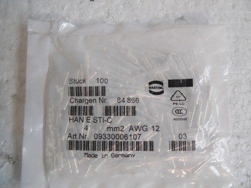 Harting 09330006107, Han A/E, Pen Contact 4.0mm2 Silver Plated, 100pcs ...