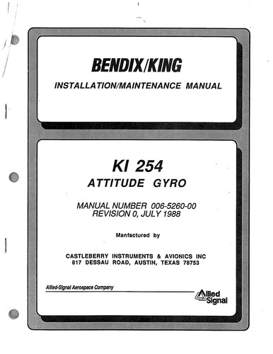 Bendix King KI 254 Installation/Maintenance Manual Rev 0 006-5260-00 | eBay