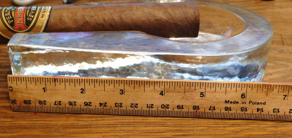 Cigar Ashtray ~ Large Heavy Clear Glass ~ Ice Block Appearance ~ Cigar ...