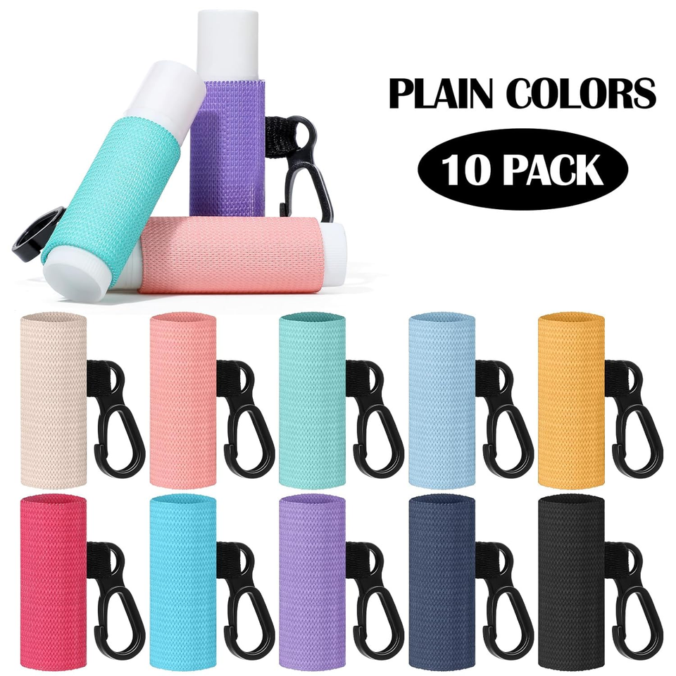 10 Pack Lip Balm Holder Keychain Compact Clip on Lipstick Lip Gloss ...