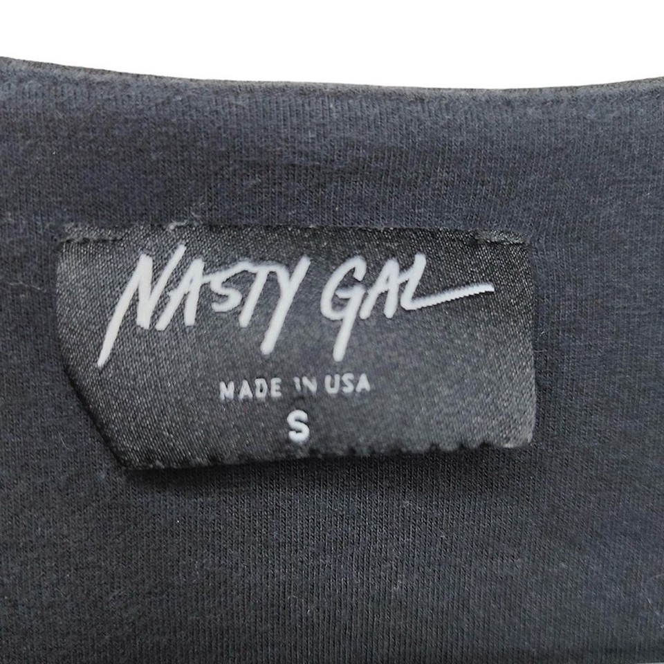 Nasty Gal Women's Size Small Black Long Sleeve Square Deep Neck Cropped ...