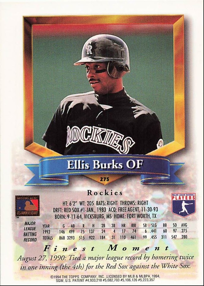 1994 Finest Ellis Burks Colorado Rockies #275 | eBay