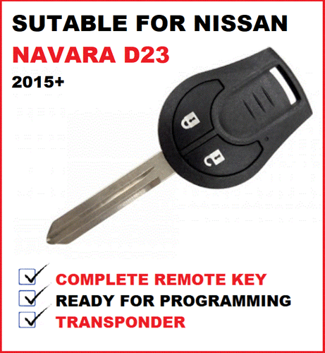 1 x Transponder Remote Car Key for Nissan Navara D23 Model 2015 - 2020 ...