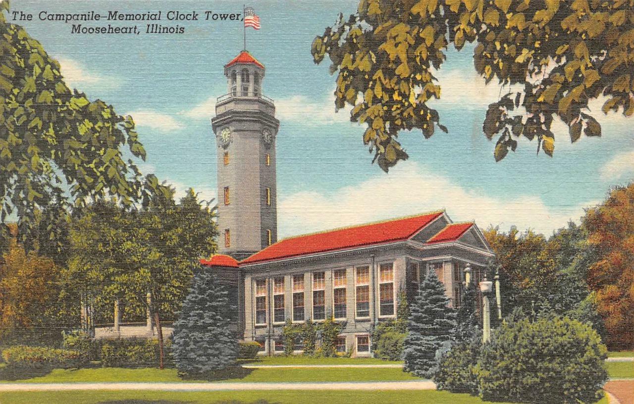 MOOSEHEART, IL Illinois CAMPANILE-MEMORIAL CLOCK TOWER Fraternal c1940s ...