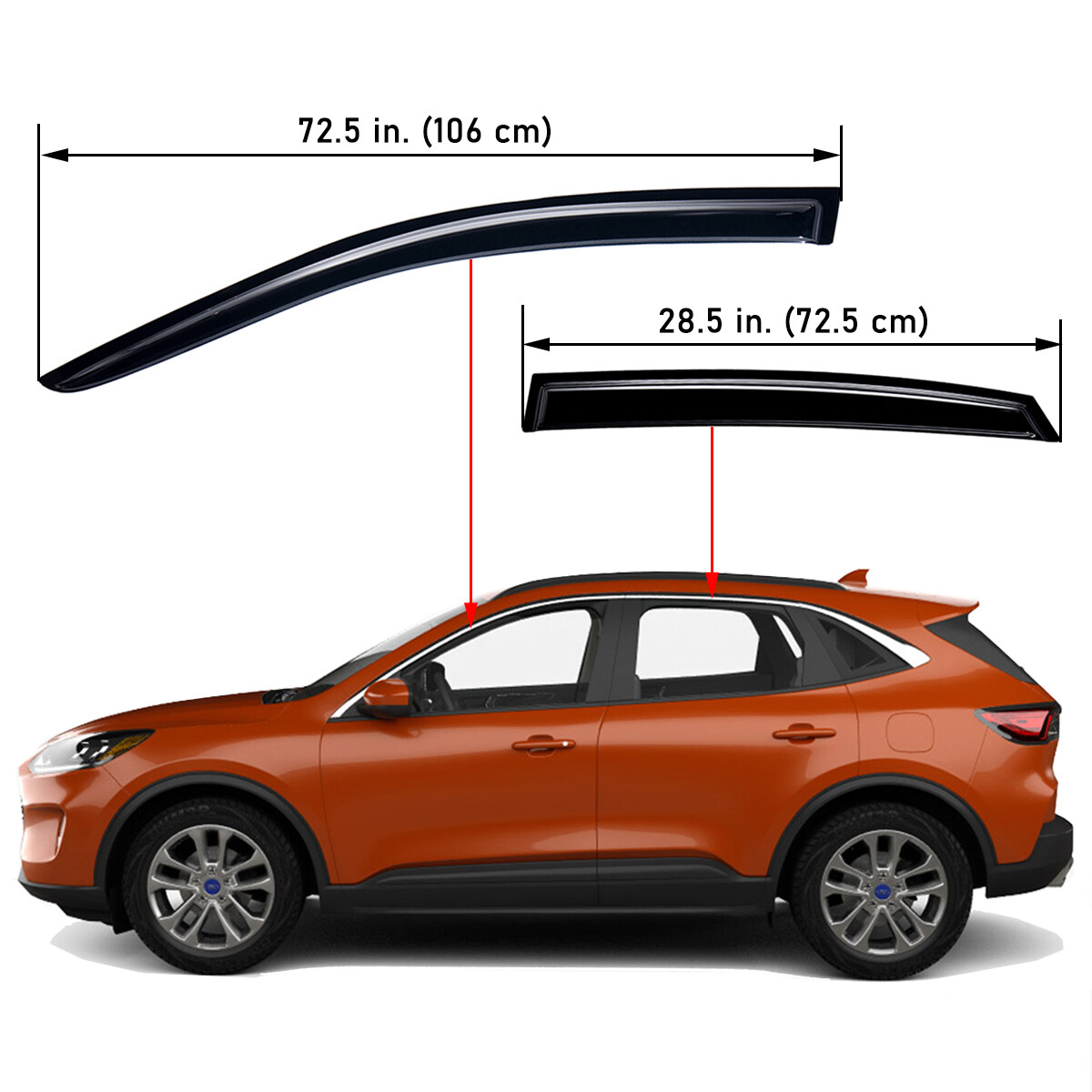 Tape-on Window Vent Visors Rain Guards Wind Deflectors For 2020-2025 ...