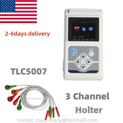 Portable Handheld 3 Channel 24H Dynamic ECG Holter Monitor Recorder PC ...