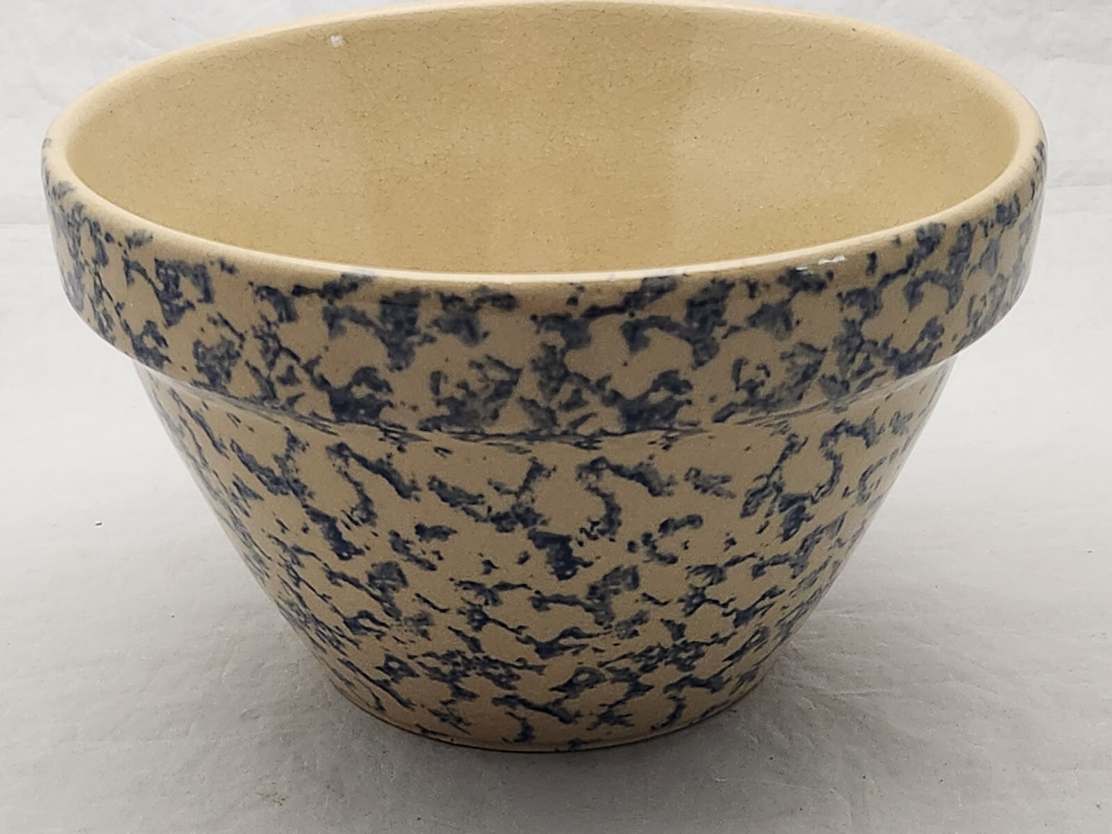 Vintage RRP Co Roseville Ohio Pottery 8" Blue & Tan Spongeware Bowl USA ...