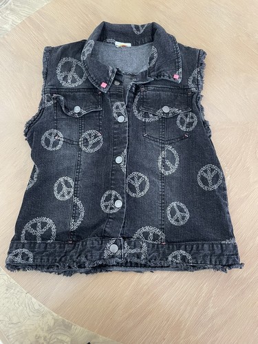 Jaya Apparel black charcoal gray sleeveless vest denim jean peace ...