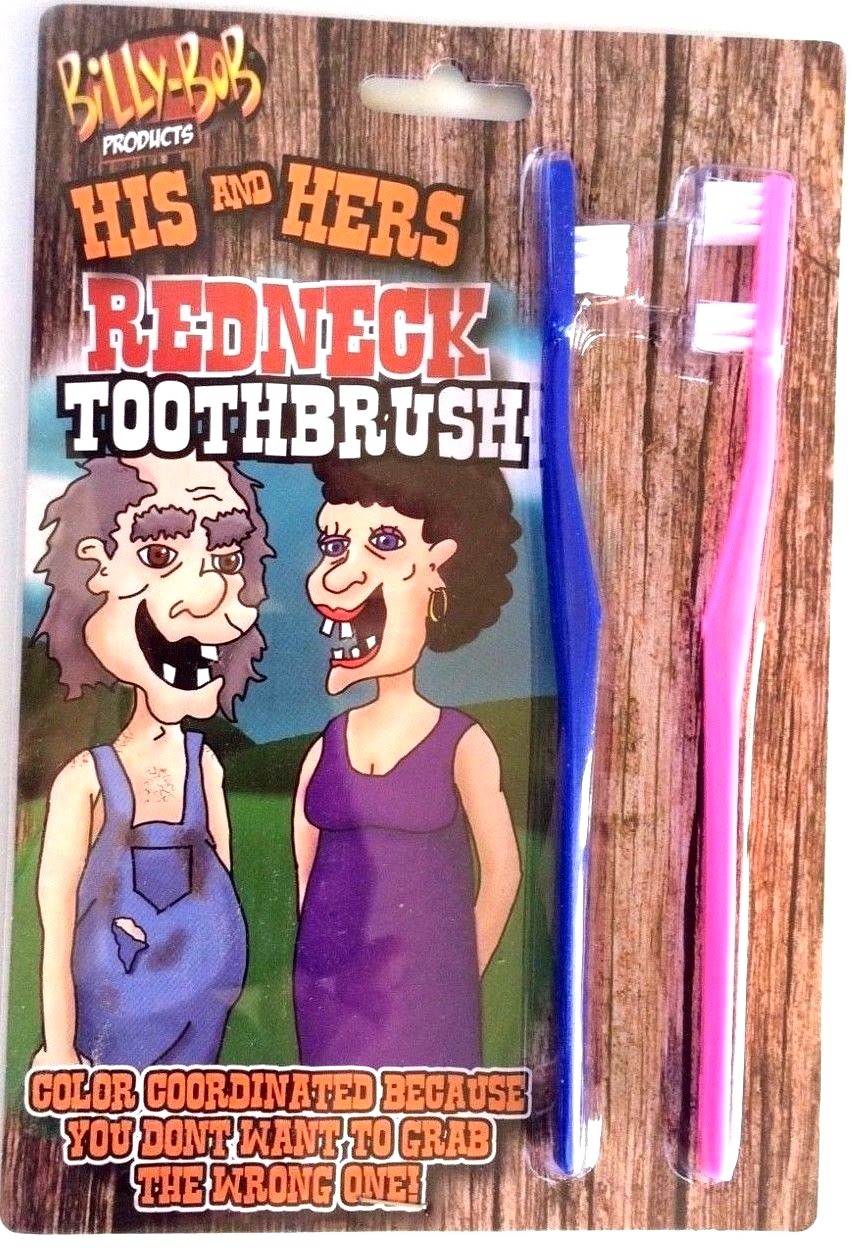 Funny HIS AND HERS REDNECK TOOTHBRUSH Billy Bob Gag Gift Joke Prank ...