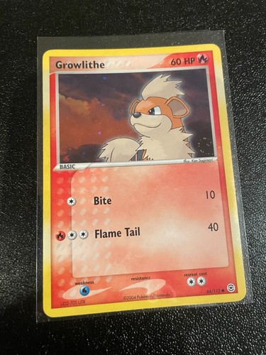 Growlithe 64/112 Reverse Foil EX Fire Red Leaf Green Pokemon Card TCG ...