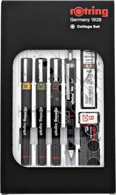 Official Rotring Isograph College Set 3 Pens with Line 0.2mm to 0.5mm F ...