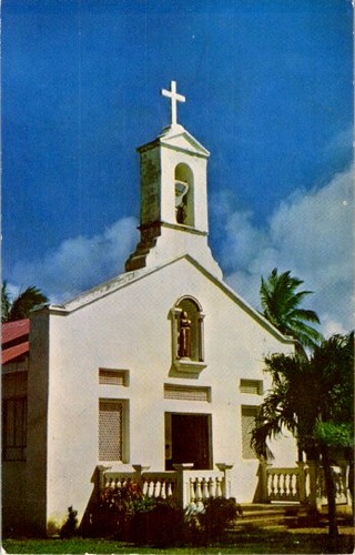 1950s 60s Yona Guam St Francis Catholic Church Postcard Mike Roberts ...