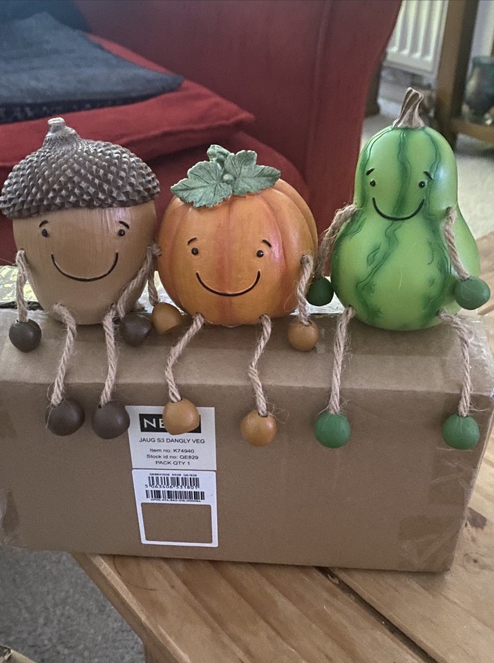 BNWT Three Cute Next Dangly Leg Friends Veg Ornaments With Dangly Arms ...