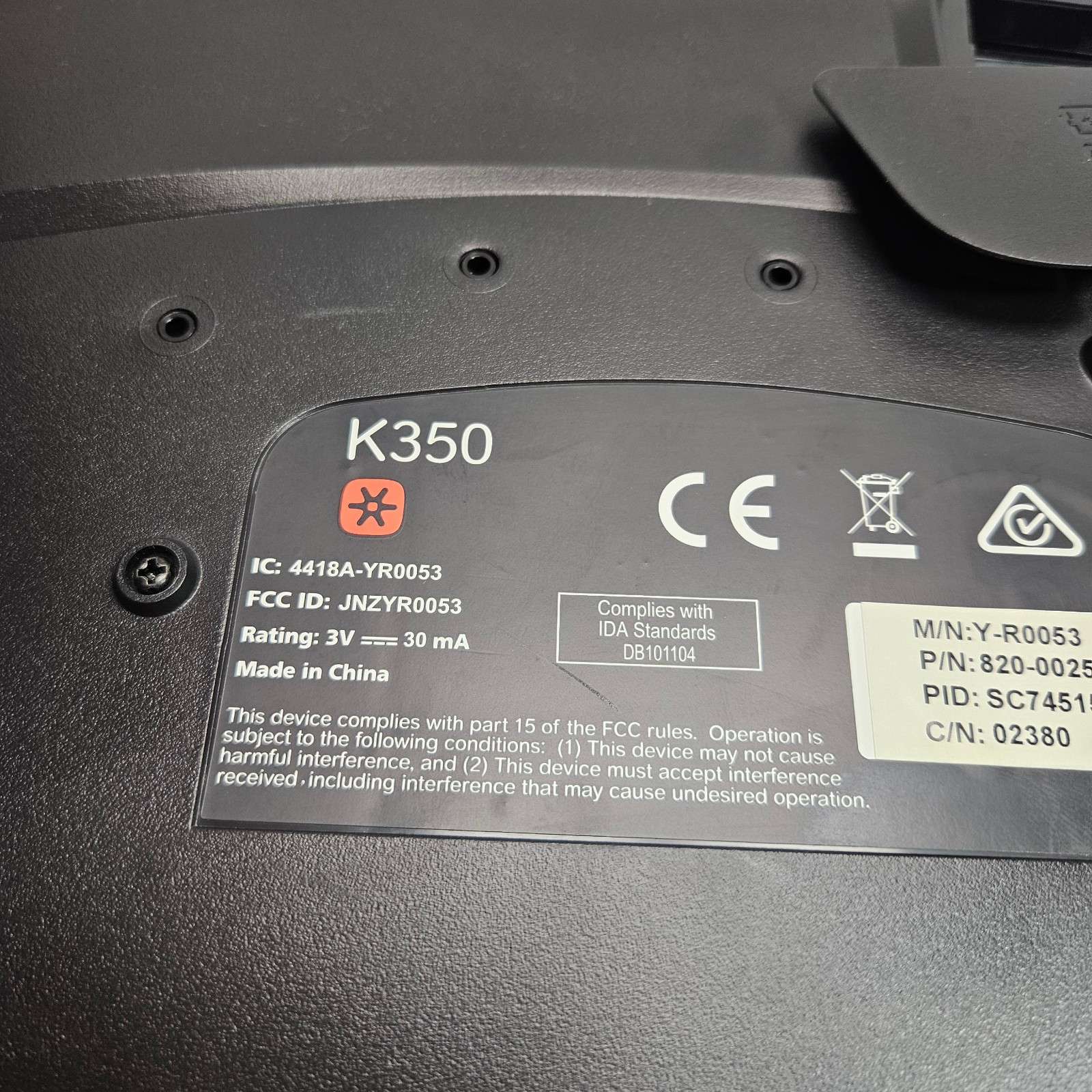 Logitech K350 Wireless Wave Ergonomic Keyboard w/Unifying Receiver w ...