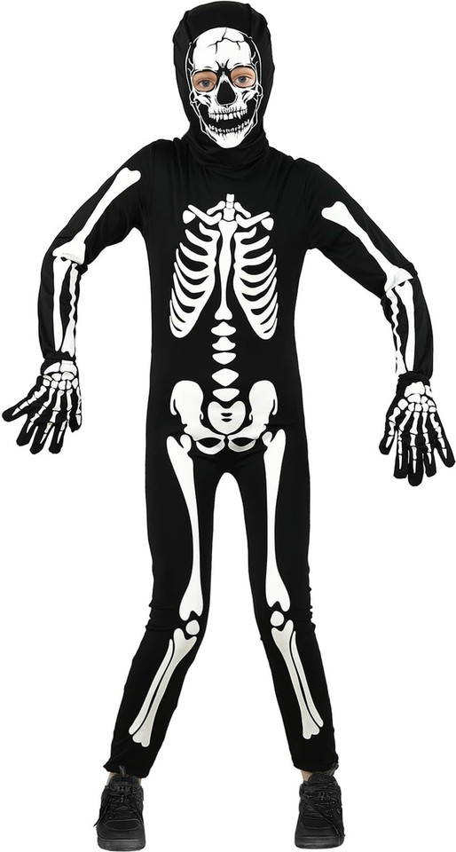 Skeleton Costume Kids Boys Scary Halloween Glow in the Dark Skeleton ...