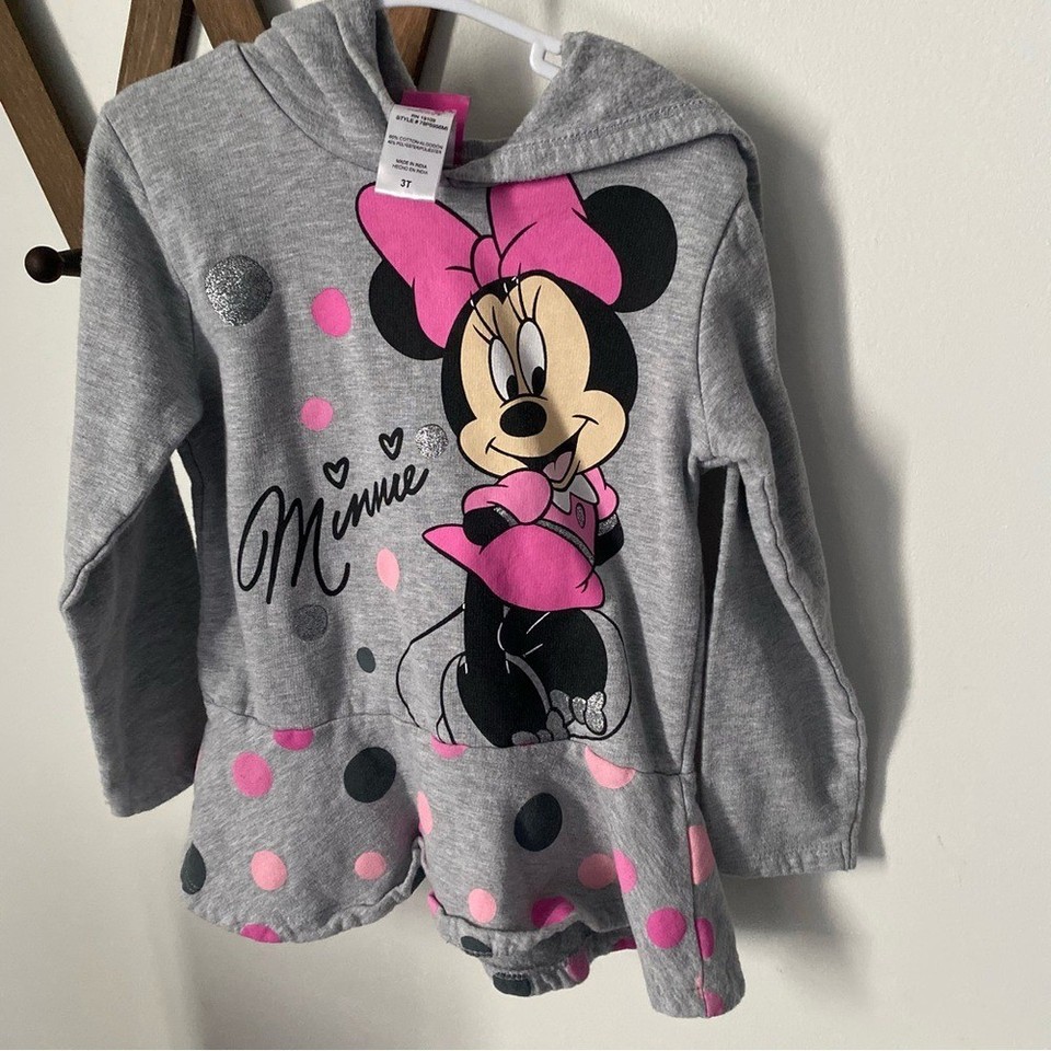 3T Gray Minnie Mouse Hoodie with Pink Accents | eBay UK
