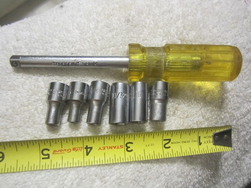 7 piece Thorsen 80M 1/4" Dr Socket Wrench Driver handle USA VTG tool ...