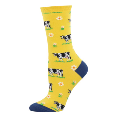 SockSmith Ladies Legen"dairy" Graphic Yellow Crew Sock WNC1516-YEL | eBay