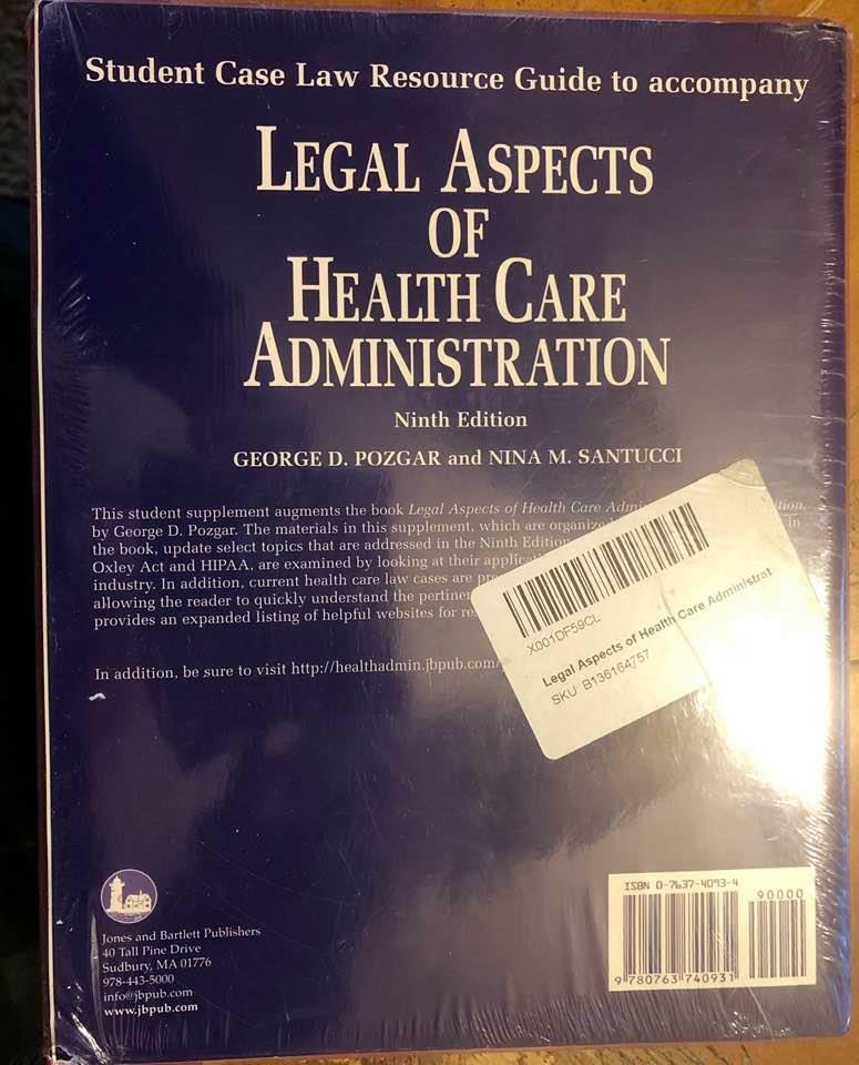 Legal Aspects Health Care Admin 9E Student Case Law resource Guide to ...