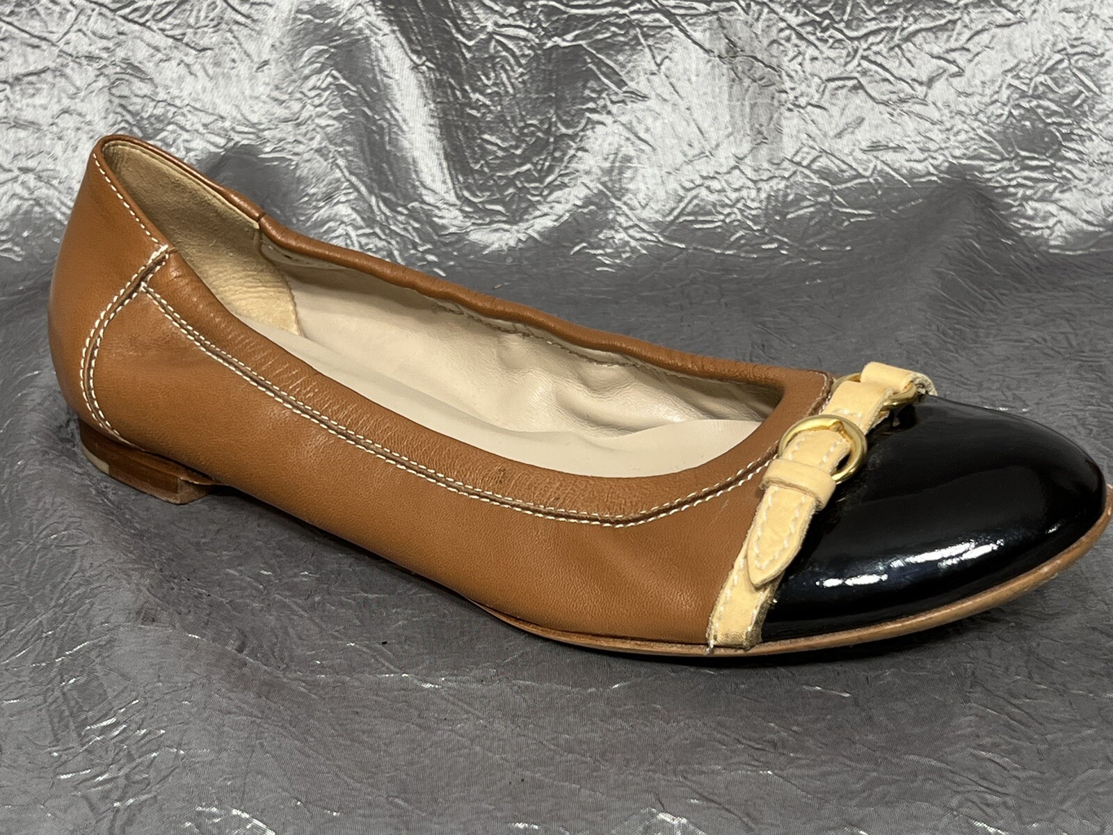 AGL Attilio Giusti Leombruni Cap Toe Ballet Flat Brown Leather Women's ...