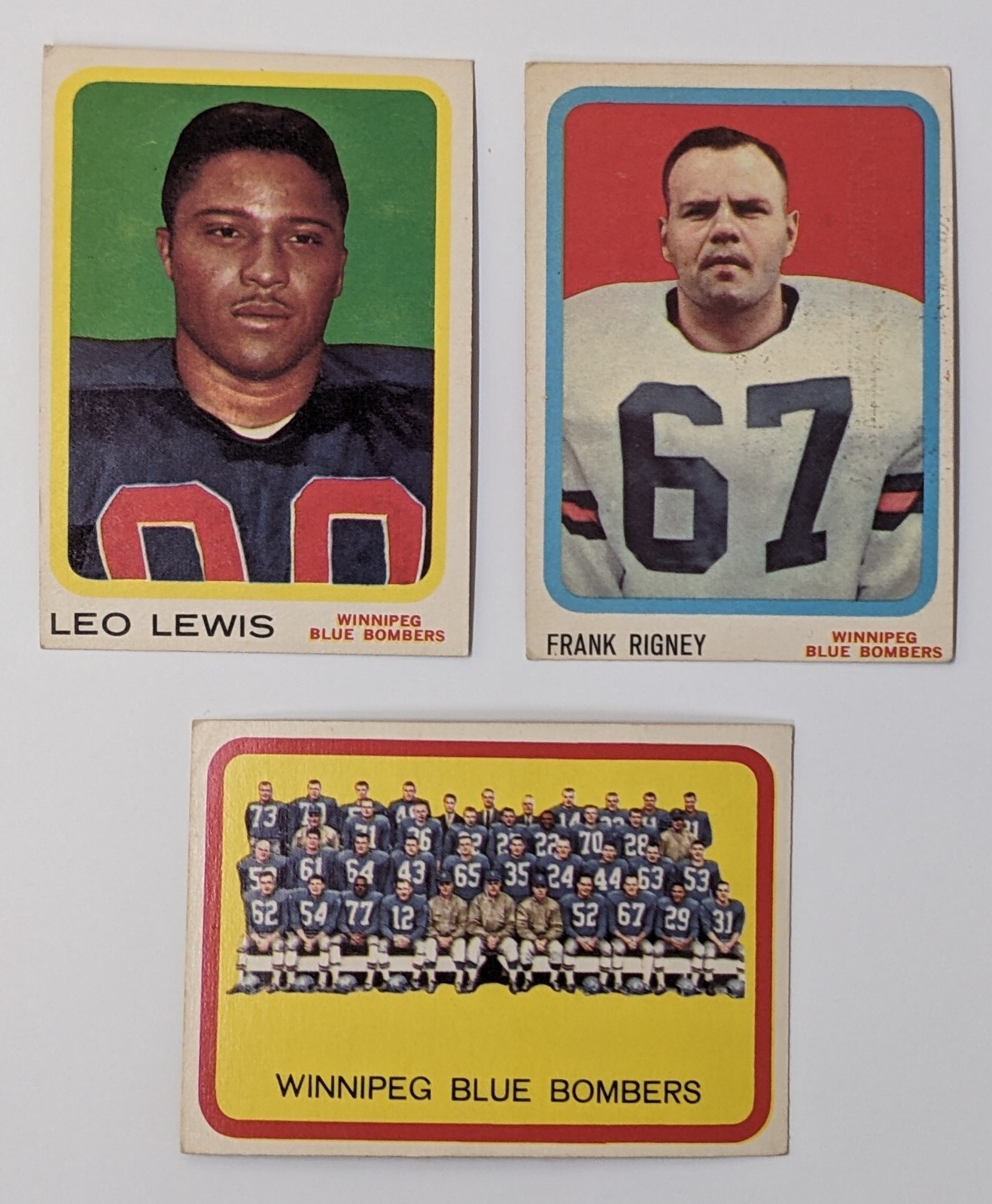 1963 Topps(OPC) CFL - Winnipeg Blue Bombers Card Lot - cards #78 (Lewis ...