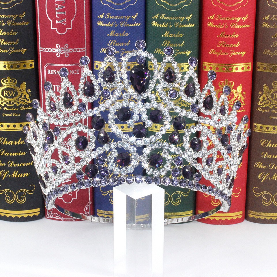 12.4cm Tall Crystal Tiara Crown Wedding Queen Princess Prom Adjustable ...
